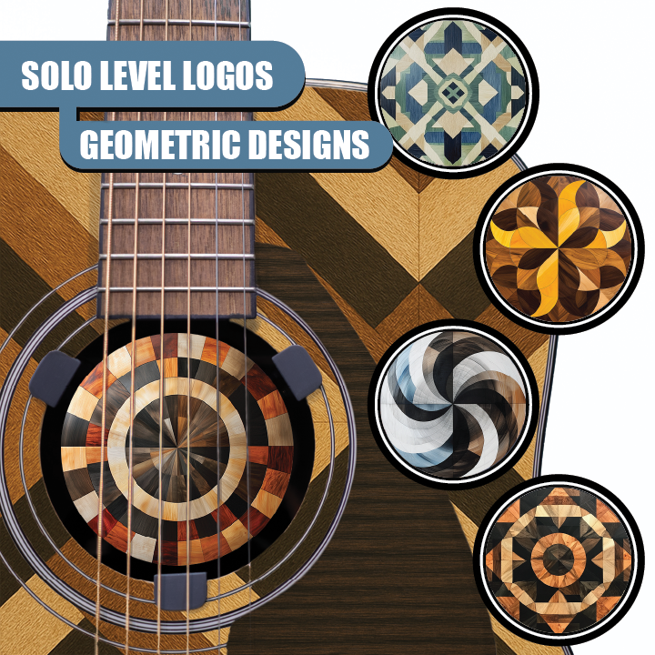 Geometric Level Logos | Custom Acoustic Guitar Feedback Busters